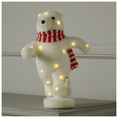 Фигура световая Медведь в шарфе бежит, 26х14х13 см, фиксинг, от батареек, Т/белый Luazon Lighting Life