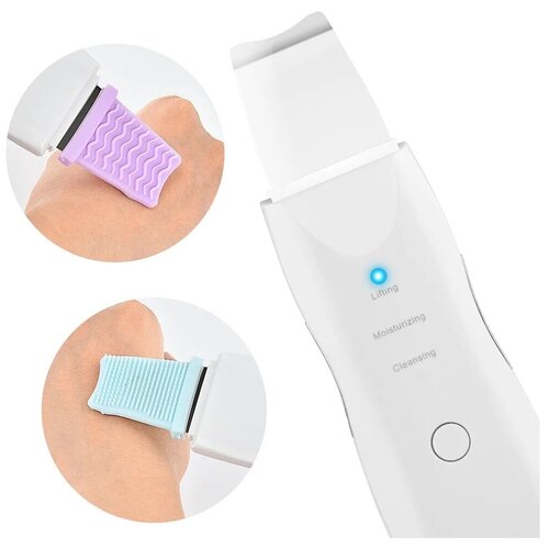 Скрабер ультразвуковой, аппарат для ультразвуковой чистки кожи лица с силиконовыми щеточными насадками