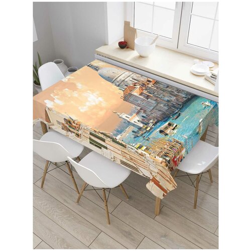 Скатерть прямоугольная JoyArty на кухонный стол "Водные улицы" из оксфорда, 120x145 см
