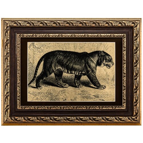Картина "Тигр". Сусальное золото 45х35 см