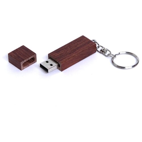 Прямоугольная деревянная флешка Woody с магнитным колпачком (64 Гб / GB USB 2.0 Красный/Red Wood2 юсб под нанесение фирменного логотипа)