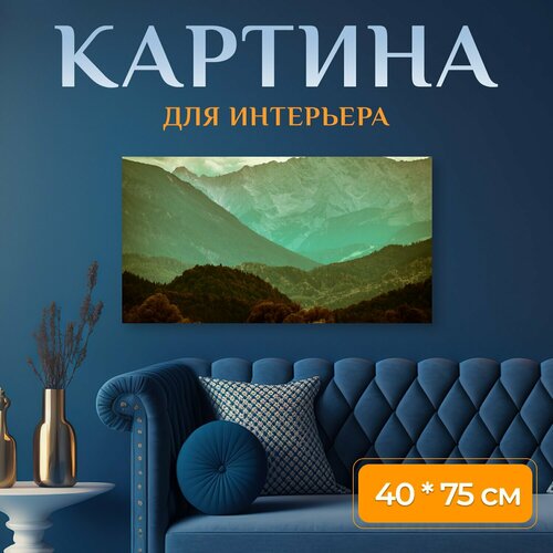 Картина на холсте "Горы, альпы, горы веттерштайн" на подрамнике 75х40 см. для интерьера