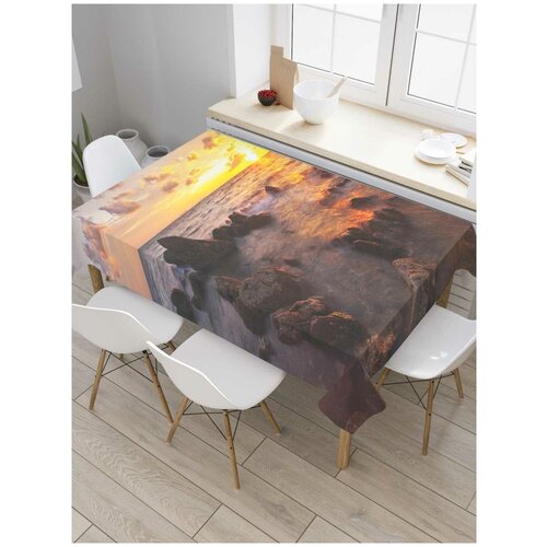 Скатерть прямоугольная JoyArty на кухонный стол "Наблюдение заката" из оксфорда, 120x145 см