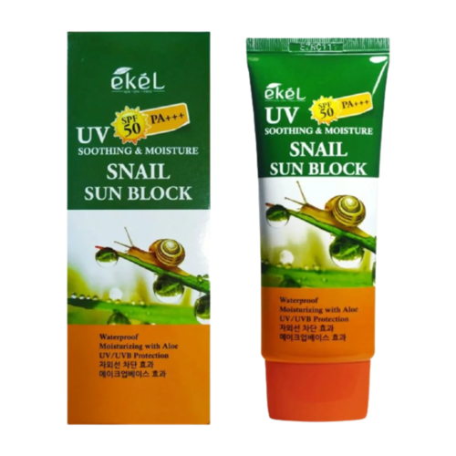 Ekel Крем для лица солнцезащитный c муцином улитки - UV soothing & moisture snail sun block, 70мл