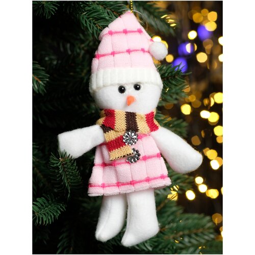 Рождественское украшение (Снеговик, 12 см.) Розовый