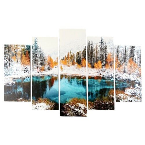 Модульная картина "Лазурь зимнего озера" 80х140 см