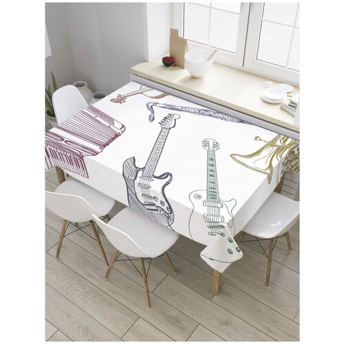 Скатерть прямоугольная JoyArty на кухонный стол "Реквизит музыкального ансамбля" из оксфорда, 180x145 см