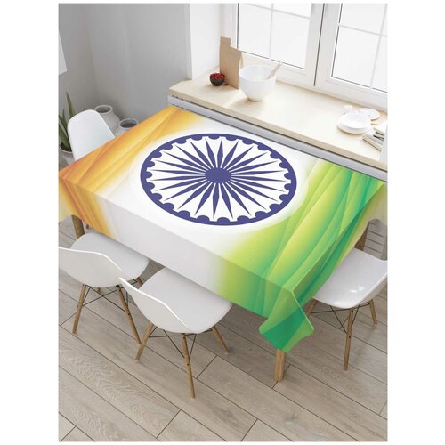 Скатерть прямоугольная JoyArty на кухонный стол "Флаг Индии" из оксфорда, 180x145 см