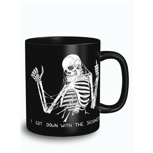 Кружка черная микс череп skull, готика, скелет - 4068