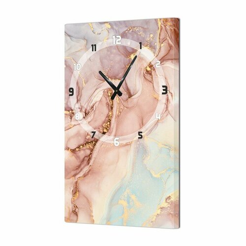 Часы-картина настенные, серия: Интерьер, "Розовый мрамор", плавный ход, 35 х 60 см