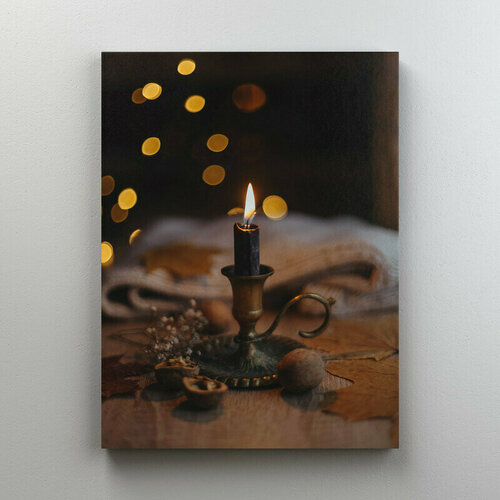 Интерьерная картина на холсте "Винтажная свеча", размер 30x40 см