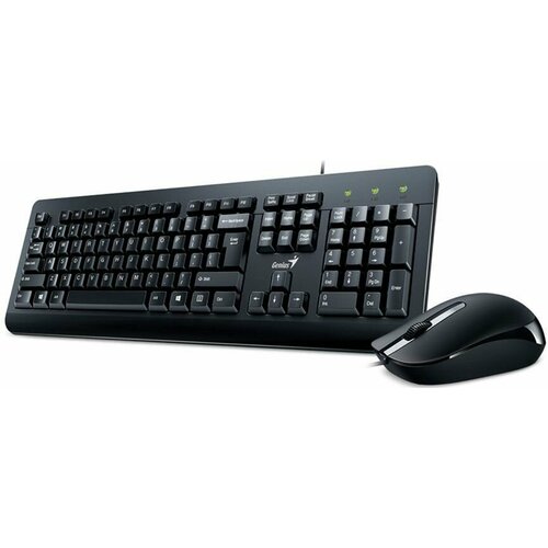 Комплект, клавиатура+мышь Genius KM-160, USB, проводной, черный 31330001430
