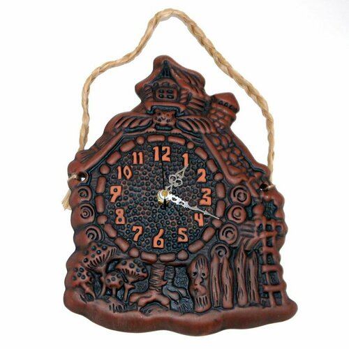 Часы №2 "Баба Яга", глина, керамика, ручная работа