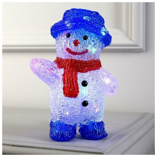 Luazon Lighting Светодиодная фигура «Приветливый снеговик» 13 × 20 × 8 см, акрил, 10 LED, батарейки ААх2 (не в комплекте), свечение мульти (RGB)