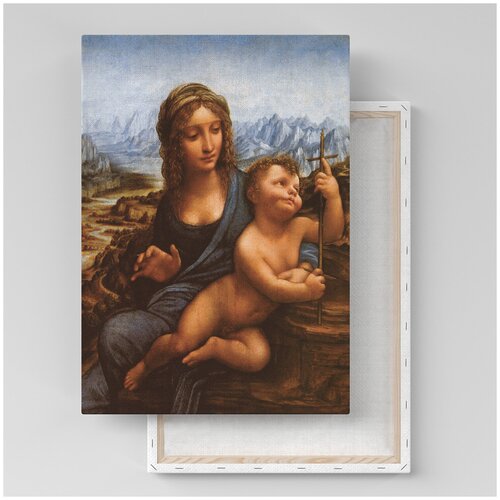 Картина на холсте с подрамником / Leonardo Da Vinci / Леонардо да Винчи - Мадонна с веретеном