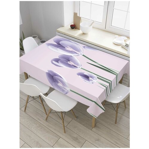 Скатерть прямоугольная JoyArty на кухонный стол "Цветочный строй" из оксфорда, 180x145 см