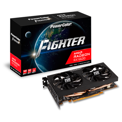 Видеокарта PowerColor AMD Radeon RX 6600 Fighter 8 Гб DDR6 128 бит (AXRX 6600 8GBD6-3DH)