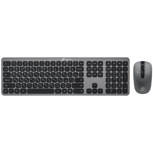 Комплект клавиатура + мышь OKLICK 300M, черный/серый, английская/русская
