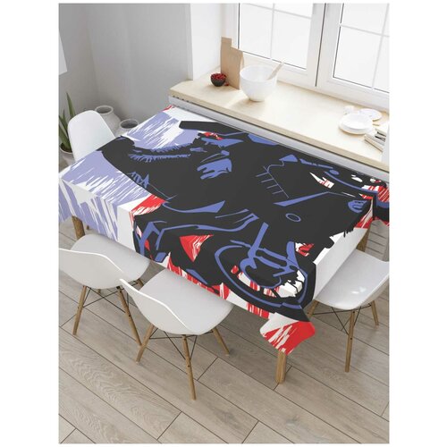 Скатерть прямоугольная JoyArty на кухонный стол "Американский байкер" из оксфорда, 120x145 см