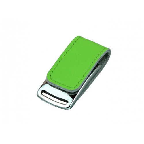 Кожаная флешка для нанесения логотипа с магнитным замком (16 Гб / GB USB 3.0 Зеленый/Green 216 Недорогая флешка оптом под логотип)
