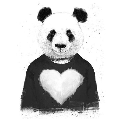 Интерьерный постер "Lovely panda" размера 50х70 см 500*700 мм репродукция без рамы в тубусе для декора комнаты офиса дома дизайна спальни гостиной