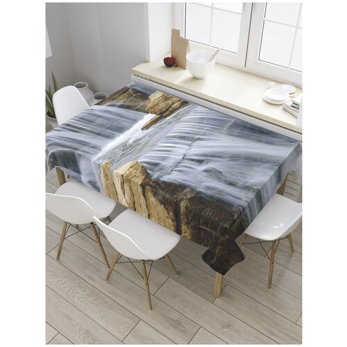 Скатерть прямоугольная JoyArty на кухонный стол "Каменный водопад" из оксфорда, 120x145 см