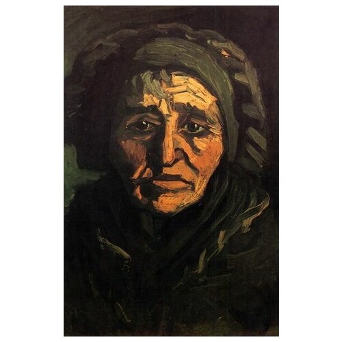 Репродукция на холсте Крестьянка в зеленом кружевном чепчике (Head of a Peasant Woman with Greenish Lace Cap) Ван Гог Винсент 40см. x 62см.