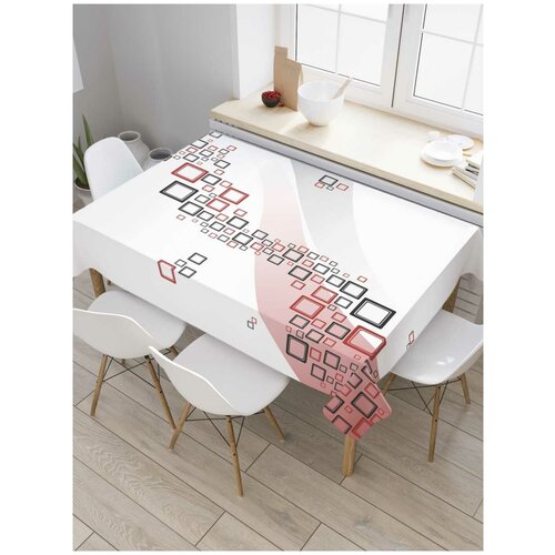 Скатерть прямоугольная JoyArty на кухонный стол "Вихрь с квадратами" из оксфорда, 180x145 см