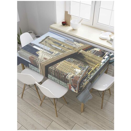 Скатерть прямоугольная JoyArty на кухонный стол "Городской мост" из оксфорда, 180x145 см