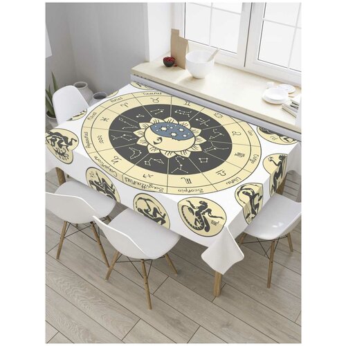 Скатерть прямоугольная JoyArty на кухонный стол "Кругосветная астрология" из оксфорда, 180x145 см
