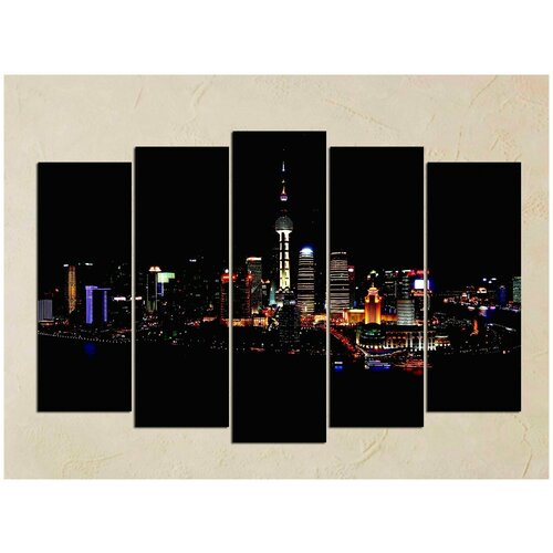 Модульная картина на Холсте - "Огни ночного города", размер 90х60 см