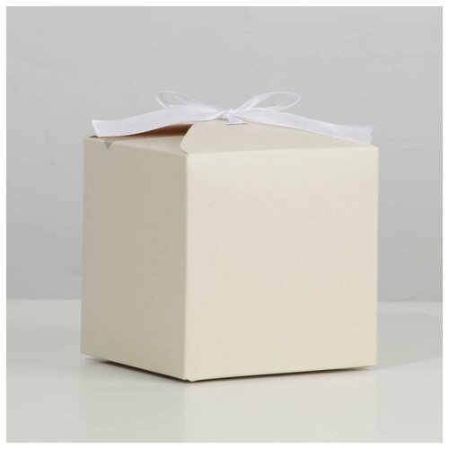 Дарите Счастье Коробка складная "Бежевая", 12 х 12 х 12 см