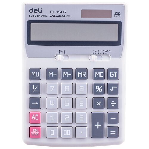 Калькулятор настольный Deli Core E1507 светло-серый 12-разр.