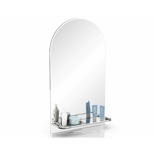Зеркало 126Д белый, ШхВ 46х80 см, зеркало для ванной комнаты, с полкой