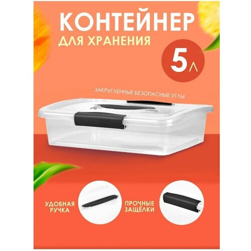 Ящик для хранения Keeplex Vision (прозрачный кристалл, с защелками, 5 л), 37х27,4х9,5 см KL252111999