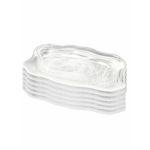 Блюдо прямоугольное малое Аксам "Опал белый"стекло 4шт размер 27х14см