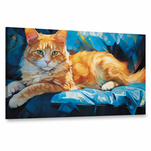 Интерьерная картина 100х60 "Кот в цветной мечте"