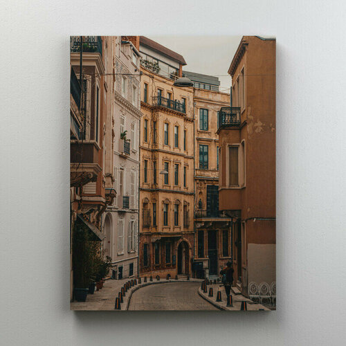 Интерьерная картина на холсте "Старинная улица с брусчаткой" размер 45x60 см