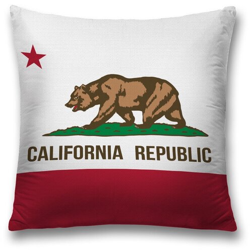 Наволочка декоративная на молнии, чехол на подушку JoyArty "Флаг Калифорнии" 45х45 см
