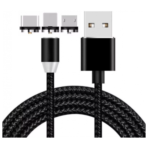 Магнитный кабель 3 в 1 X-cable USB - micro-USB / Lightning / USB Type-C 1м. Black (черный)