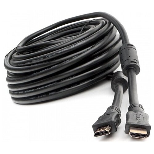 Кабель HDMI Cablexpert , 20м, v1.4, 19M/19M, черный, позол. разъемы, экран, 2 ферр коль