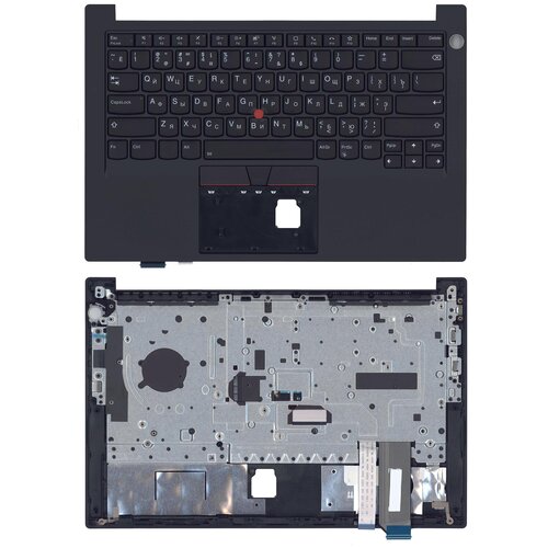 Клавиатура (топ-панель) для ноутбука Lenovo Thinkpad E14 gen 2 черная с черным топкейсом
