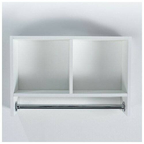 Шкаф подвесной для ванной комнаты со штангой для полотенец белый, 60 х 15,4 х 40 см