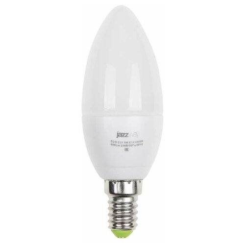 Лампа светодиодная PLED-ECO-C37 5Вт свеча 3000К тепл. бел. E14 400лм 220-240В JazzWay 1036834A (90шт. в упак.)