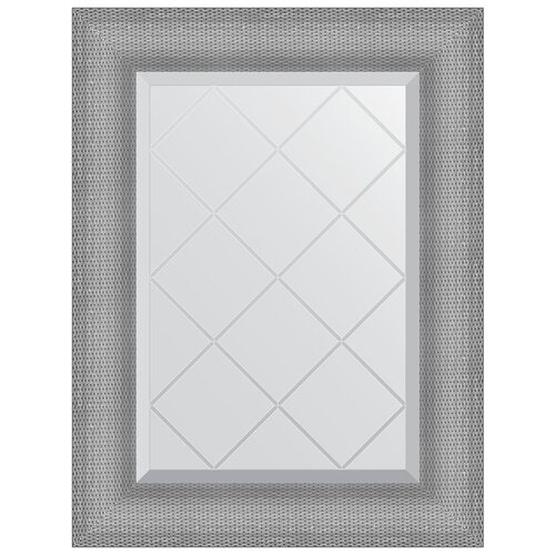 Зеркало с гравировкой в багетной раме - серебряная кольчуга 88 mm (57x74 cm) (EVOFORM)