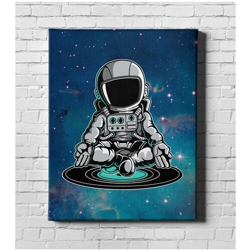 Интерьерный постер / Картина на стену / Картина в подарок для дома / Картина на холсте для интерьера - Космонавт медитирует, размер 40х50см