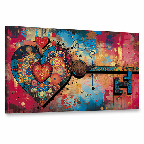 Интерьерная картина 100х60 "Валентинка: ключ от сердца"
