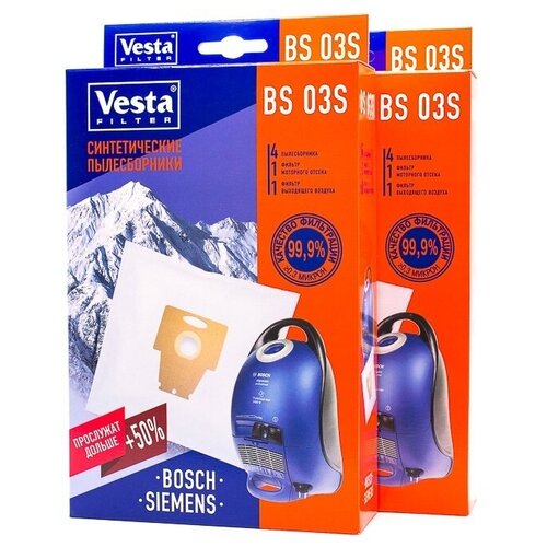 Vesta filter BS 03 S Xl-Pack комплект пылесборников, 8 шт + 4 фильтра