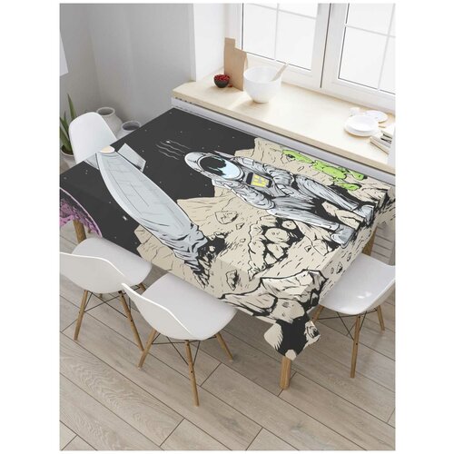 Скатерть прямоугольная JoyArty на кухонный стол "Крушение на луне" из оксфорда, 180x145 см