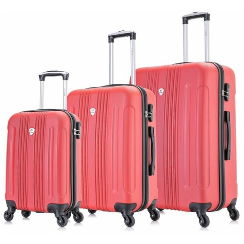 Комплект чемоданов L'case, 3 шт., 112 л, размер S/M/L, красный